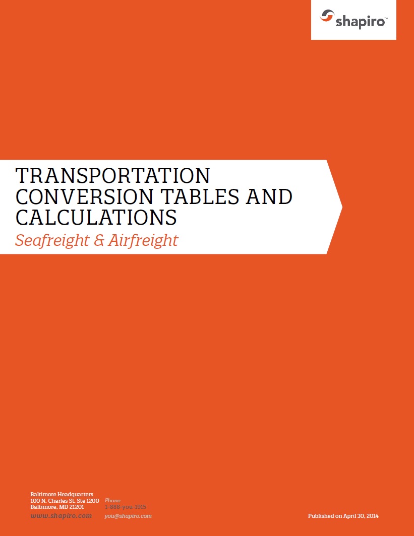 Transportation Conversion Tables and Calculations